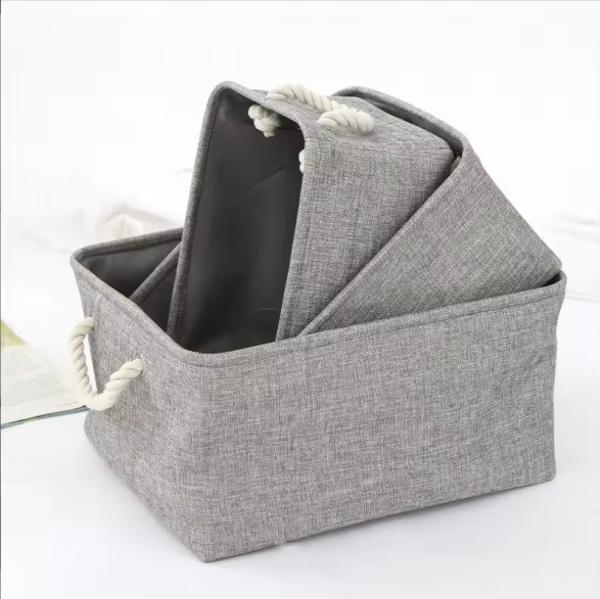 Quality Factory Custom Eco-Friendly Linen Fabric Storage Baskets New Foldable Design for sale