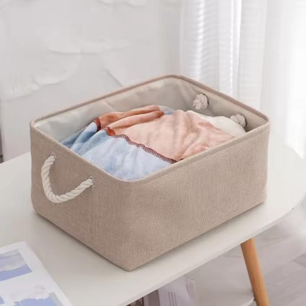 Quality Factory Custom Eco-Friendly Linen Fabric Storage Baskets New Foldable Design for sale
