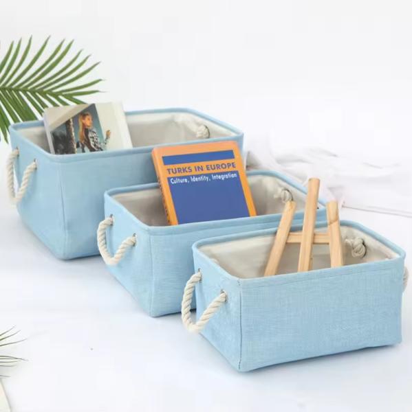 Quality Factory Custom Eco-Friendly Linen Fabric Storage Baskets New Foldable Design for sale