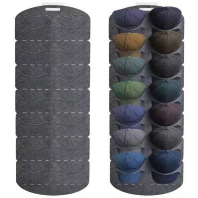 China High Quality Grid Door Back Wall Hanging Felt Hat Rack 7 Grid Wall Mount Baseball Cap Storage Bag for sale