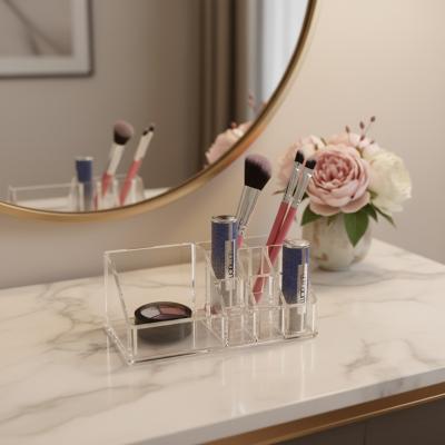China Custom Rectangle Cosmetic Organizer Transparent Makeup Storage Box for Lipstick Brushes Injection Molded Plastic Organizer for sale