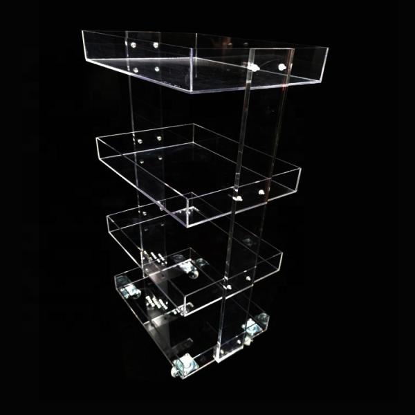 Quality Factory Wholesale Rolling Wheels Crystal Clear Multi-Tier Rectangular Compact for sale