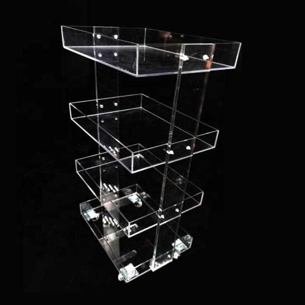 Quality Factory Wholesale Rolling Wheels Crystal Clear Multi-Tier Rectangular Compact for sale