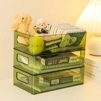 Quality PET Desktop Cosmetics Storage Box Acrylic Dresser Skin Care Sundries End Table for sale