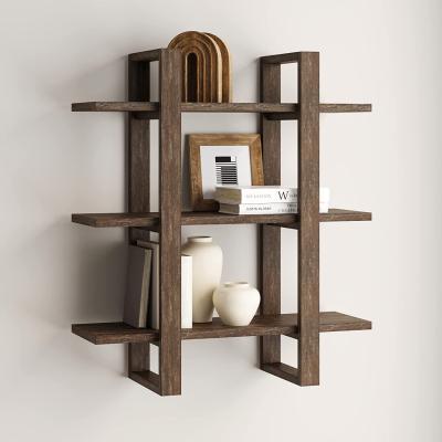 China Solid Wood Modular Decorative Floating Wall Book Shelves for Bedroom Bathroom or Kitchen Storage Rack Display Shelf for sale