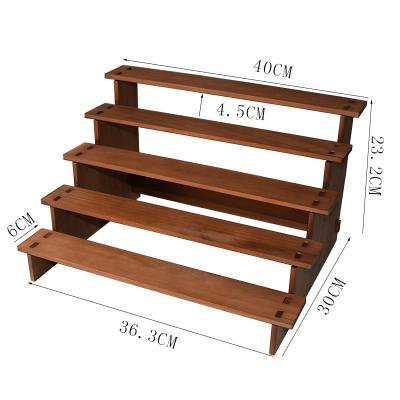 China Solid Bamboo 5-Tiered Ladder Stand with String Storage for Hairpin Bracelet Earrings Jewelry Display Stand for sale