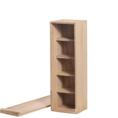 China Hot Selling Wooden Compartmentalized Tea Gift Packing Box with Cover Desktop Items Storage Box Solid Wood Household Sorting Box for sale