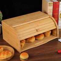 China High Quality Rectangle Rolling Shutter Bamboo Storage Box Bread Snack Sundries Storage Bread Box for Kitchen for sale