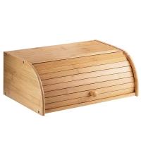 China High Quality Rectangle Rolling Shutter Bamboo Storage Box Bread Snack Sundries Storage Bread Box for Kitchen for sale