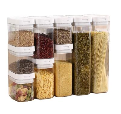 China Transparent Airtight Food Storage Container with Plastic Seal Modern Kitchen Box with Latch for Cereal Pasta Snacks for sale