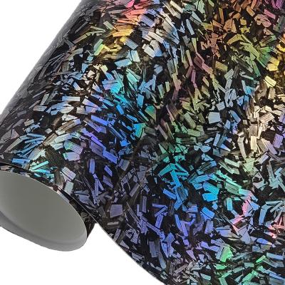 China Carbon Fiber Car Body Laser Forging Red Green Gold Blue Carbon Fiber Vinyl Wrap Rolls for Car for sale