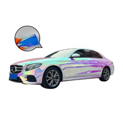 China Rainbow Chrome White Car Wrap Aurora White Chrome Vinyl Car Coat For Tesla Mercedes for sale
