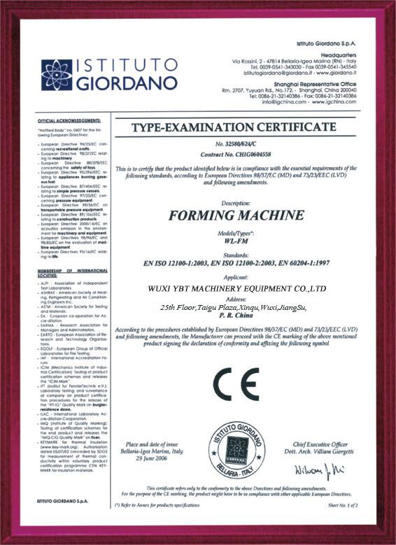 CE - Wuxi YBT Machinery Equipment Co.,Ltd.