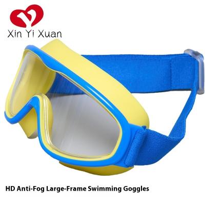 China New style children's frame swimming goggles with headbands. Large frame silicone swimming glasses. Colorful electroplated waterproof and anti-fog goggles. for sale