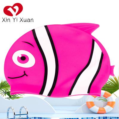 China children's swimming caps Stylish Silicone Swim Cap: Cute Cartoon Fish/Shark Design, Comfortable Fit & Waterproof Protection for sale