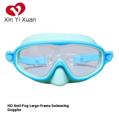 China New Kids Swimming Goggles, Large Frame Silicone Integrated Earplugs, HD Waterproof Anti-Fog Unisex Cross-border Custom Goggles for sale