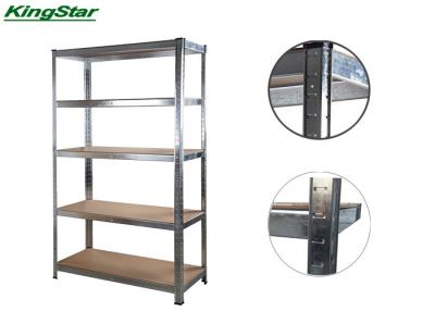 Galvanized 5 Tier Boltless Shelving Cramped Edge Upright With MDF Board , 175Kg Capa