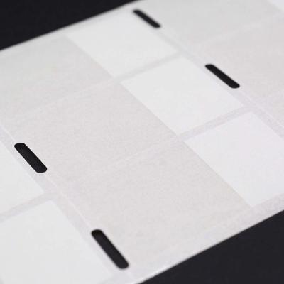 Cina 20mmx38-15mm Cable Adhesive Label 1.5mil White Gloss Transparent Water Resistant Polyester Cable Label in vendita