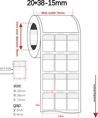 Cina 20mmx38-15mm Cable Adhesive Label 1.5mil White Gloss Transparent Water Resistant Polyester Cable Label in vendita