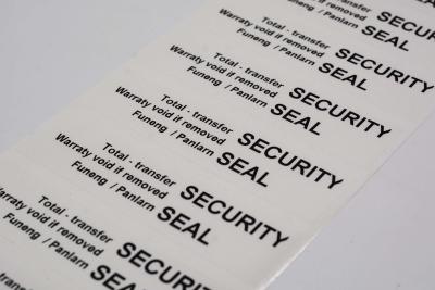 China White 65um 1mil Gloss Full Transfer Tamper Evident Security Labels For VOID for sale