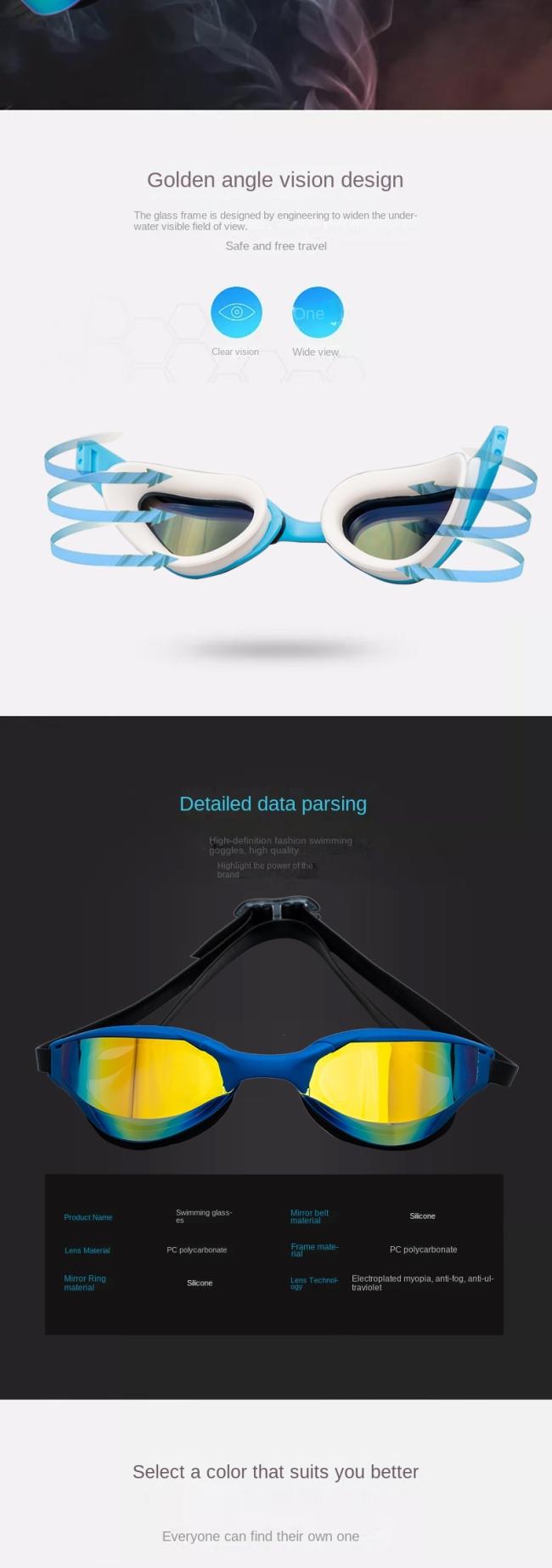 Professional swimming goggles - underwater view demonstration