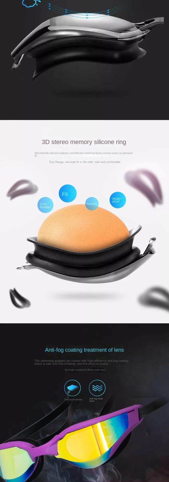 Professional swimming goggles - side view showing adjustable headband