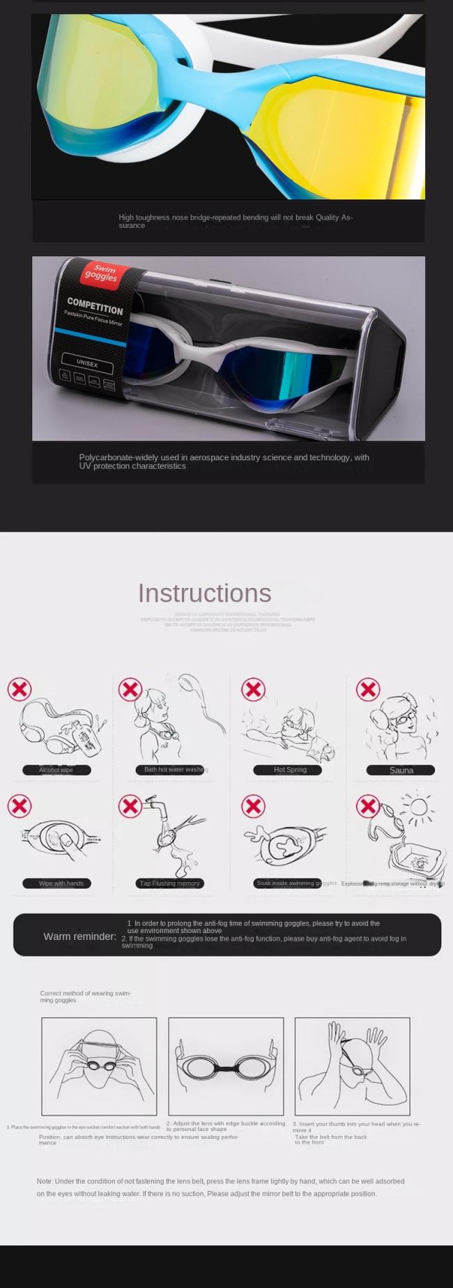 Professional swimming goggles - protective case included