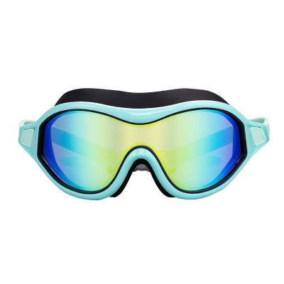 China Anti Fog Silicone Swim Goggles Large Frame Swimming Goggles For Adults Colorful Electroplating for sale