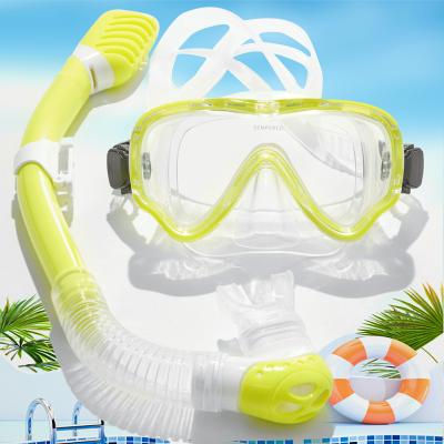 China Kids Snorkel Set Dry Top Snorkeling Gear for Kids Youth Boys Girls Junior Age 5-15,Tempered Glass Swimming Diving Mask and Snorkel Set 180 Degree Panoramic View for sale