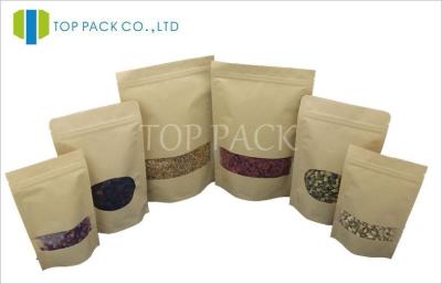 Cina La finestra sta sulla carta kraft che imballa con la chiusura lampo, piccoli sacchi di carta di Brown Kraft in vendita