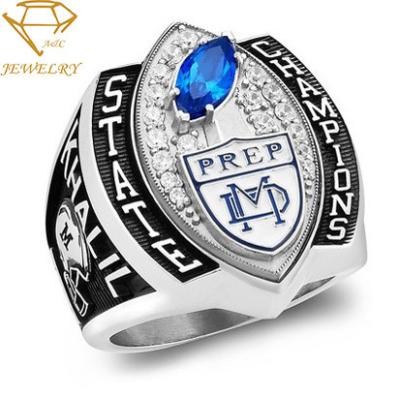 China Kundenspezifische Sport-Team Championship Rings Silver Football-Meister Ring With Your LOGO&TEXT zu verkaufen
