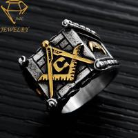 China Men Freemasonry PVD Antique Silver Signet Ring for sale
