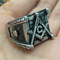 China Men Freemasonry PVD Antique Silver Signet Ring for sale