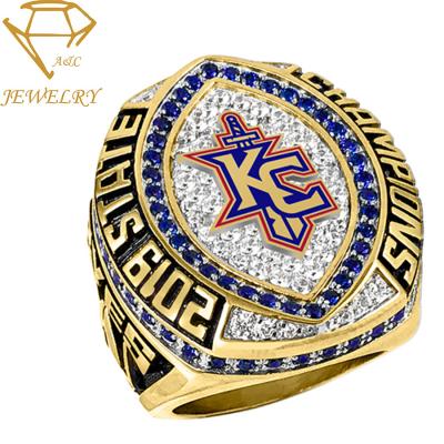 China campeonato feito sob encomenda Ring For Men Football Sport do chapeamento de ouro de 18k 24k à venda