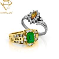 China Embossed 14K Womens Class Rings for sale