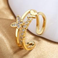 China Prong Setting Butterfly Personalized Silver Ring 24K Gold Plating for sale