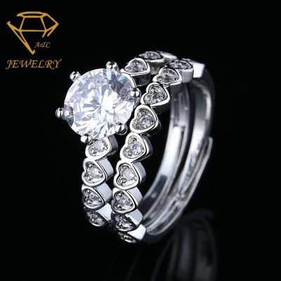 Cina Due in una regolazione di 925 Sterling Silver Diamond Ring Prong in vendita