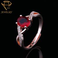 China Oval Ruby Vintage Silver Engagement Rings Environmental Copper for sale