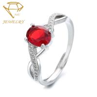 China Oval Ruby Vintage Silver Engagement Rings Environmental Copper for sale