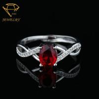 China Oval Ruby Vintage Silver Engagement Rings Environmental Copper for sale