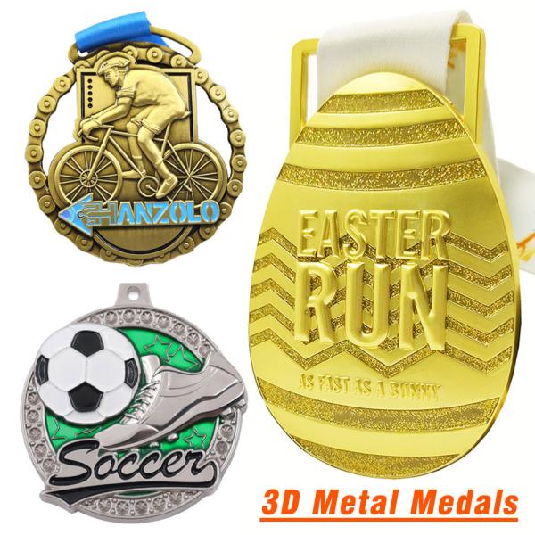 Quality Custom 3D Sports Metal Medal for Basketball Soccer Football With Ribbon for sale