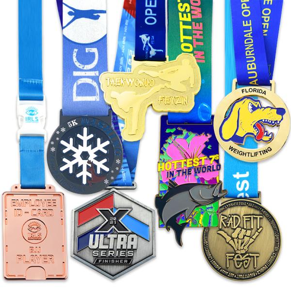 Quality Die Cast Custom Gold Medals Personalised 5k Running Medals With Ribbon for sale