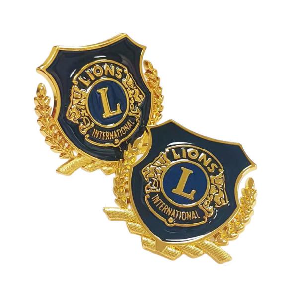 Quality Custom Enamel Metal Badges Engraved Name Badges Lion Club Lapel Pin for sale