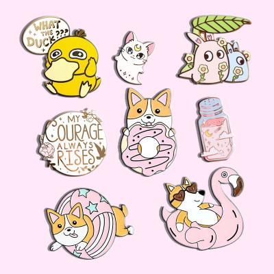 China Custom Glitter Anime Cartoon Metal Lapel Badges Zachte glazuur kleur for sale