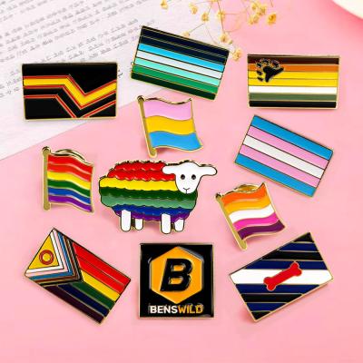 China Regenboog Metal Emaille Pins Company Custom Knop Badge Pin 1 inch for sale