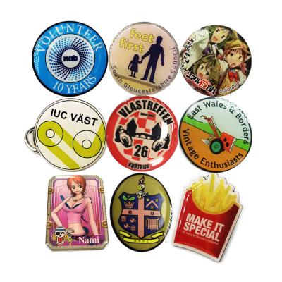 China Persoonlijke metaalnaamspin badges koepelhars badges 37mm 25mm Grootte for sale
