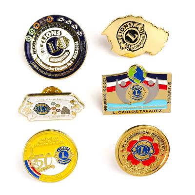 China Custom Gold Metal Badge Hard Soft Enamel Lions Club Lapel Pin Badges for sale