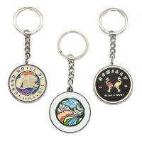 Quality Enamel Name Metal Keychain Custom Logo Engravable Round Key Ring for sale