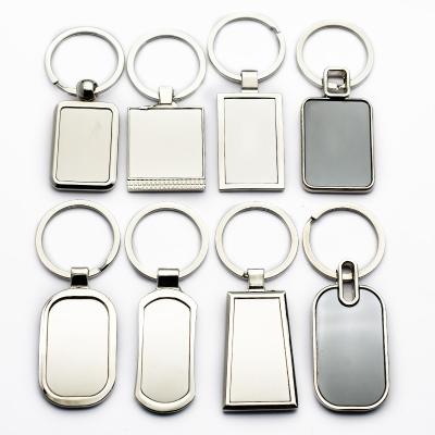 China Customized Plain Metal Keyrings Silver Engravable Key Chains Embossed for sale