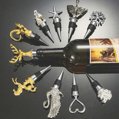 China Cabeça de animal rolha de vinho logotipo personalizado rolha de champanhe de liga de zinco de metal for sale